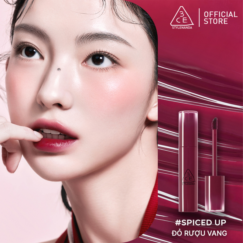Son tint 3CE Lazy Pop Lip Stain #Spiced Up - Đỏ Rượu Vang - 3CE
